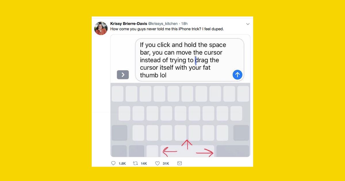iPhone Hack for Using Keyboard as Cursor for Typo Fixing