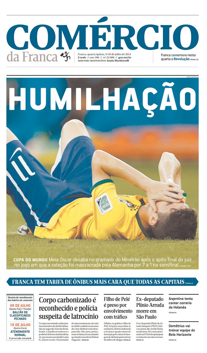 The Saddest Newspaper Front Pages in Brazil After Their World Cup ...