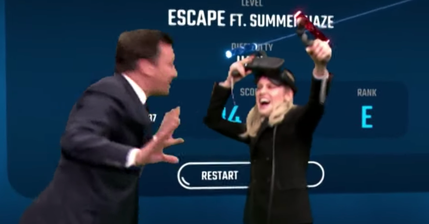 Brie Larson and Jimmy Fallon Compete In Virtual Reality