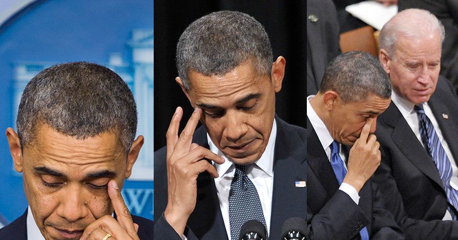 All Three Times President Obama Cried This Week, in One Photo