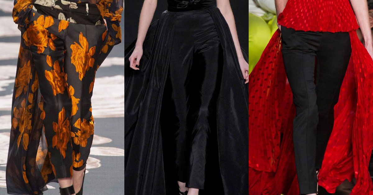 Silk Trailing Behind Trousers on the Runways