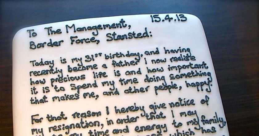 Man Quits Job With Elaborate and Adorable Resignation Cake