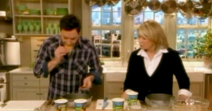 Watch Jimmy Fallon Make Ice-Cream Cake, Talk Twitter With Martha