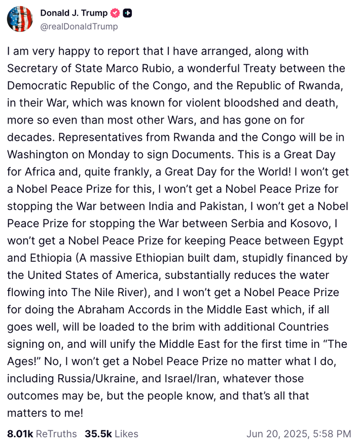 Will Trump Win a Nobel Prize? All About His Desperate Bid.