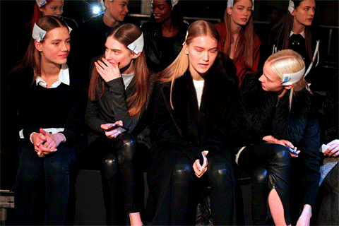 GIF Bag: Yawning and Gossiping Backstage at Prabal Gurung