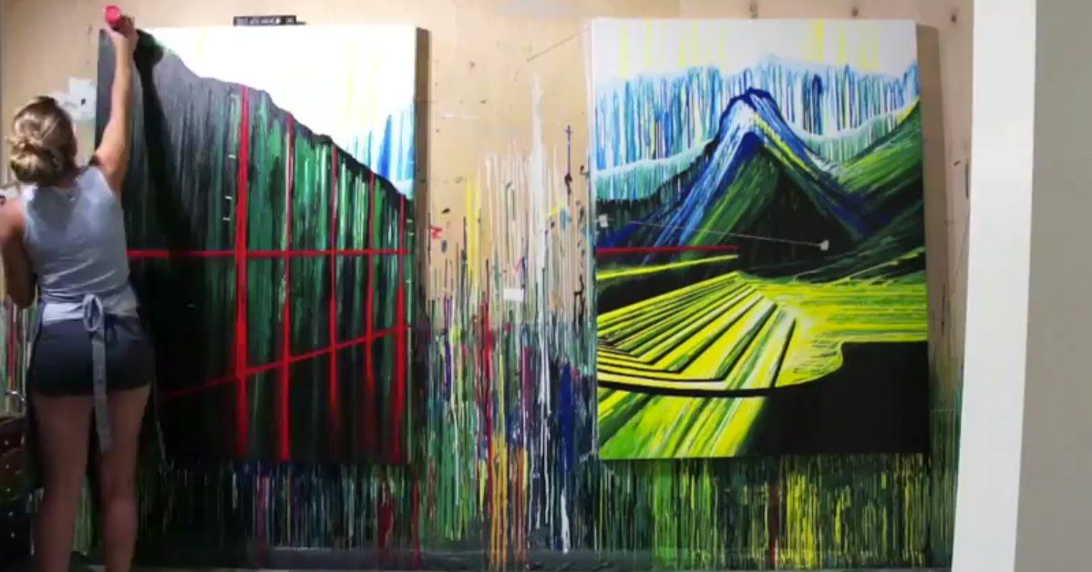 Watch a Woman Paint Landscapes With Gravity - Clickable - Vulture
