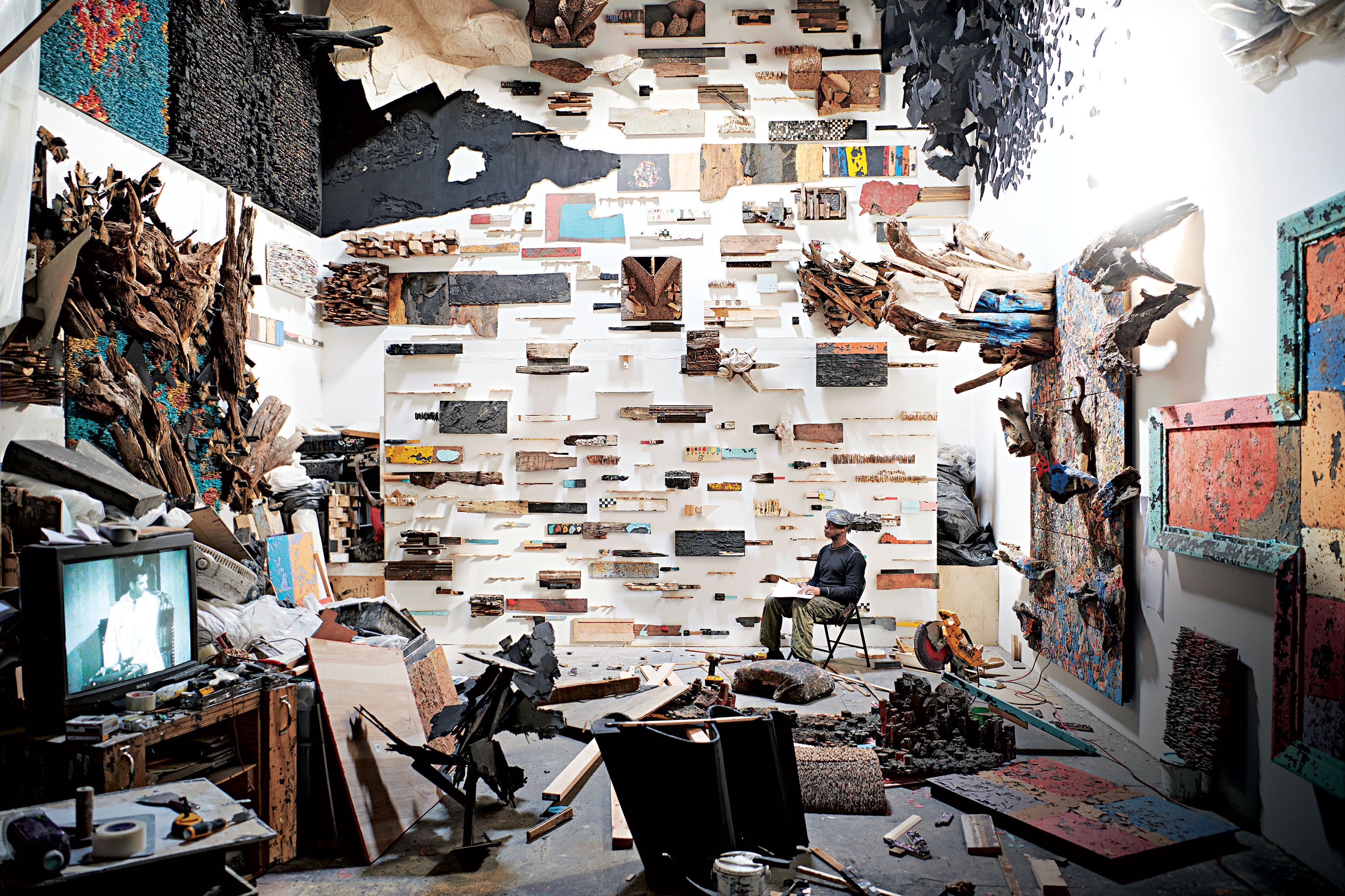 Tour Artist Leonardo Drew’s Colorful Studio