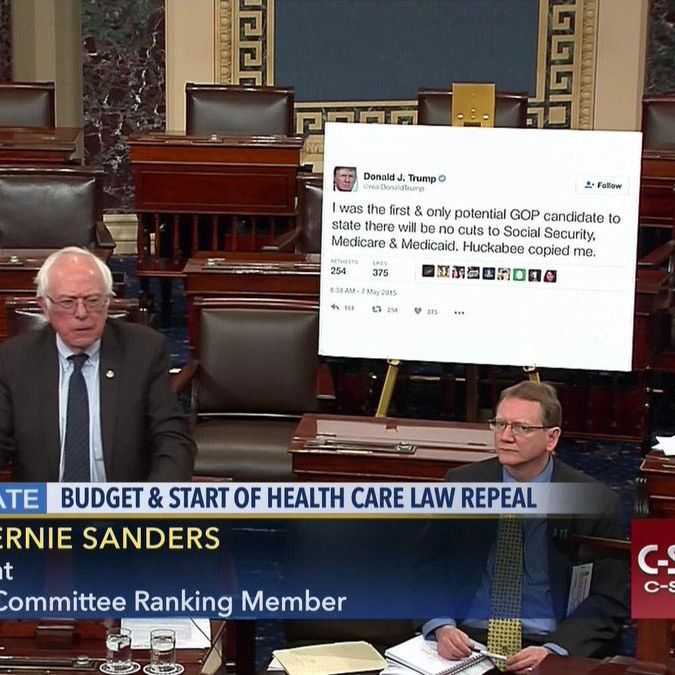 Bernie Sanders Brings Trump Tweet on Senate Floor