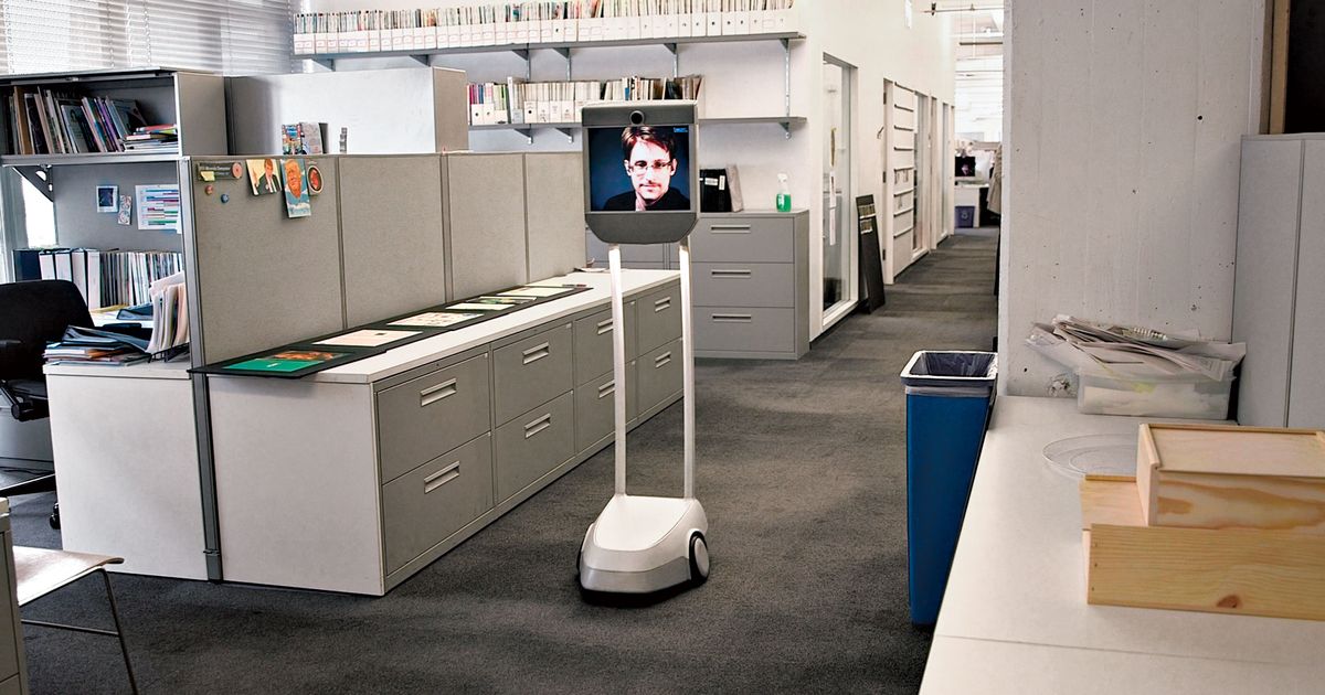 Watch the Edward Snowden Robot Visit New York Magazine’s Offices