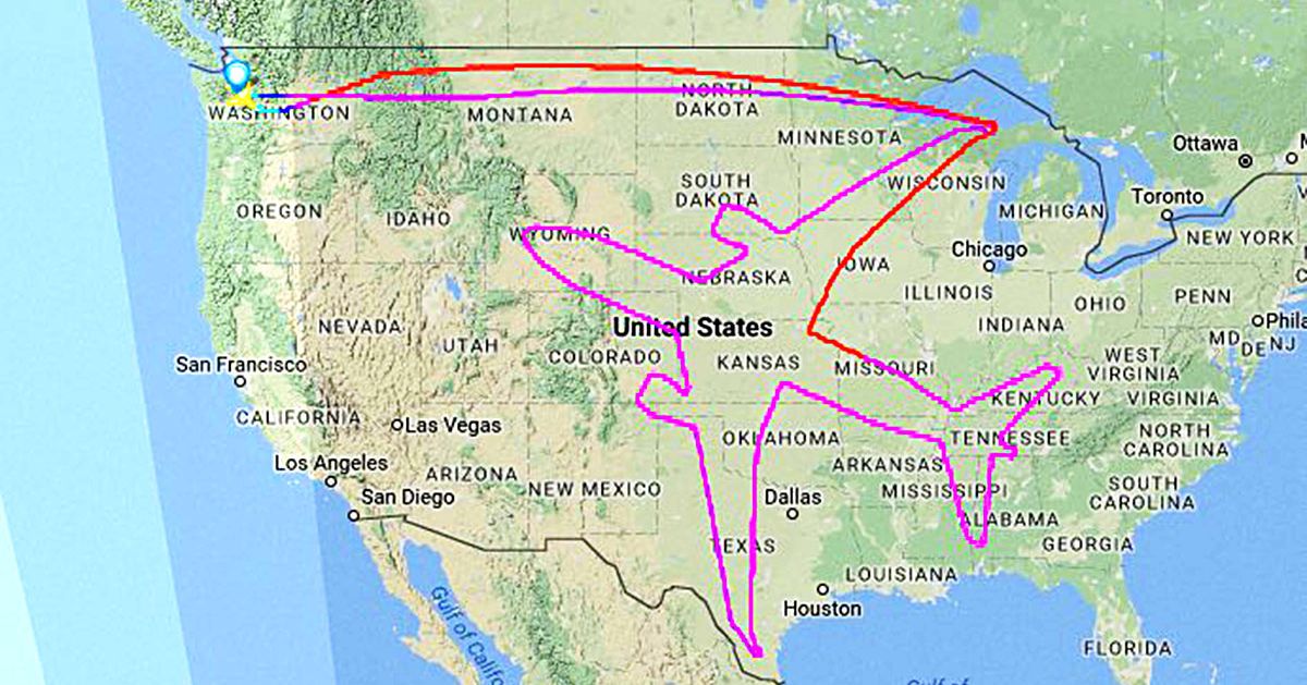 Boeing Plane Flies Test Route in Shape of a Plane