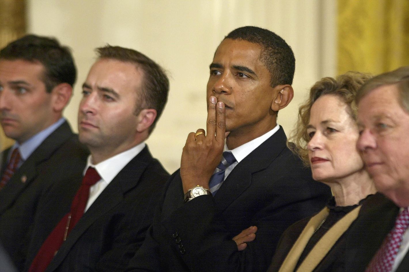 A History of President Obama Pressing Two Fingers to His Lips