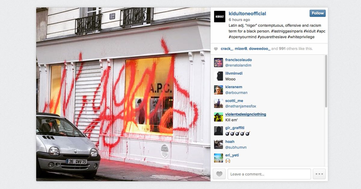 A Graffiti Artist Has Tagged the N-Word Onto A.P.C.’s Paris Storefront