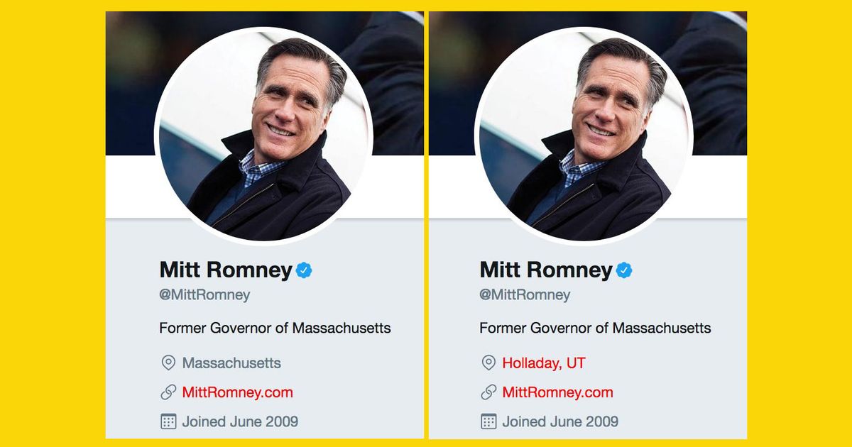 Mitt Romney Changes Twitter Location to Utah
