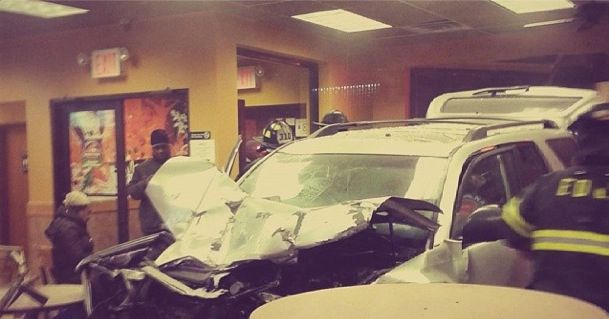 Car Crashes Through Front of Brooklyn Popeyes