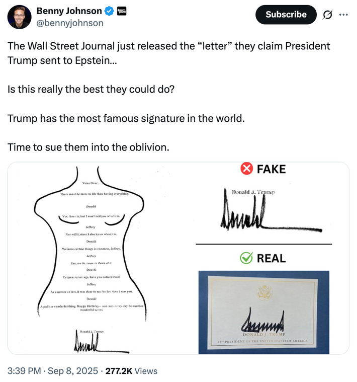 Epstein Letter Signature Actually Does Look Like Trump’s