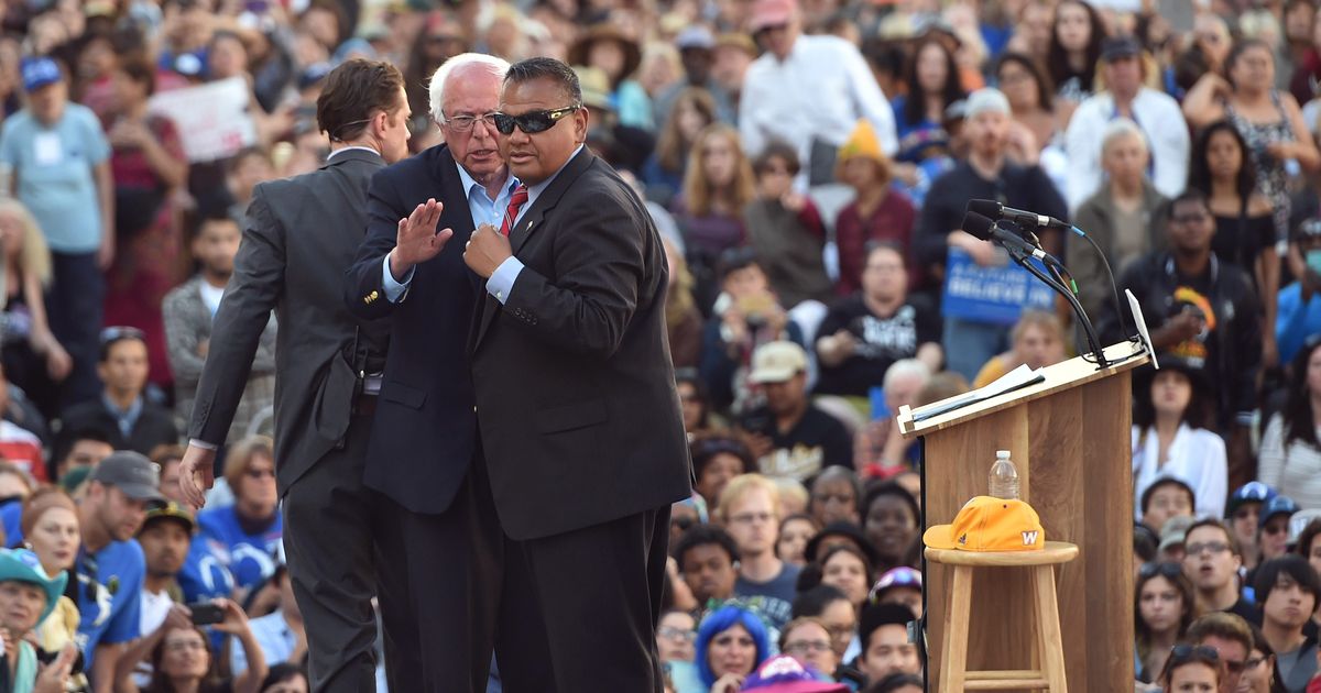 Secret Service Grabs Bernie Sanders As Protesters Charge Barriers at ...