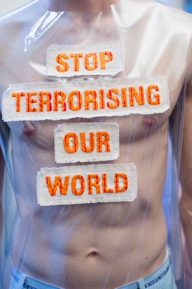 Scenes From Paris Men’s: Glittery Faces and Stapled Lips