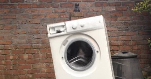 Washing Machine With a Brick in It Has Brief Moment of Glory on Trampoline