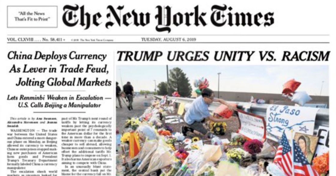NY Times Admits Headline About Trump ‘Urging Unity’ Was Bad