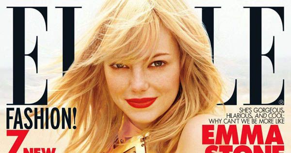 Emma Stone Wears Feathery Yellow Versace on Elle’s July Cover