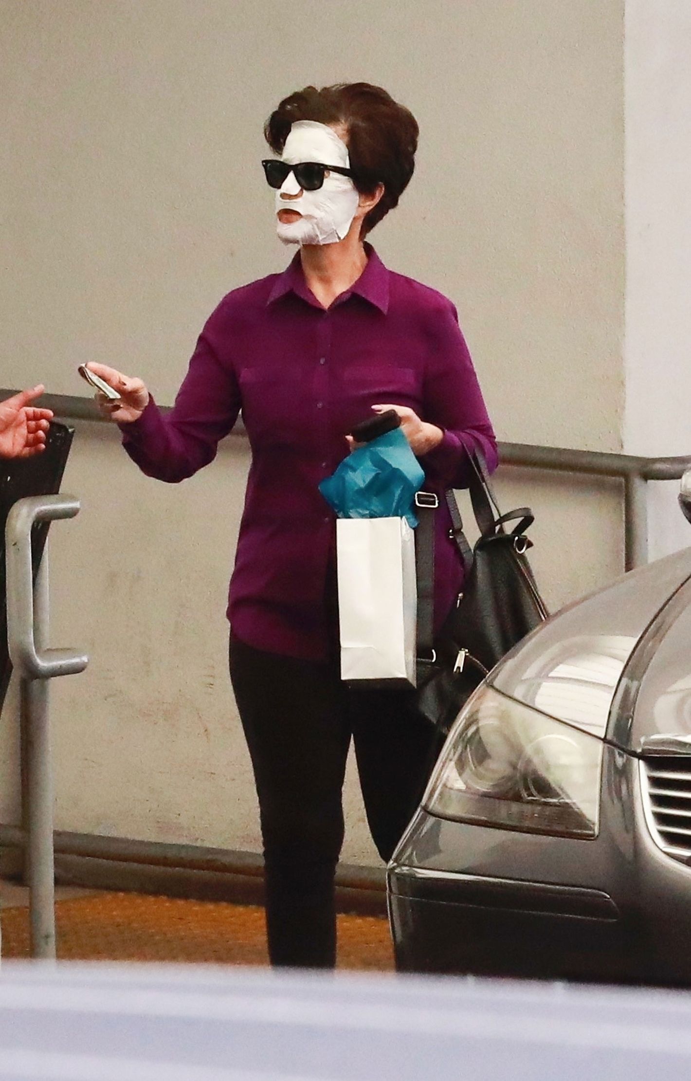 Katy Perry and Her Mom Sheet Mask While Walking