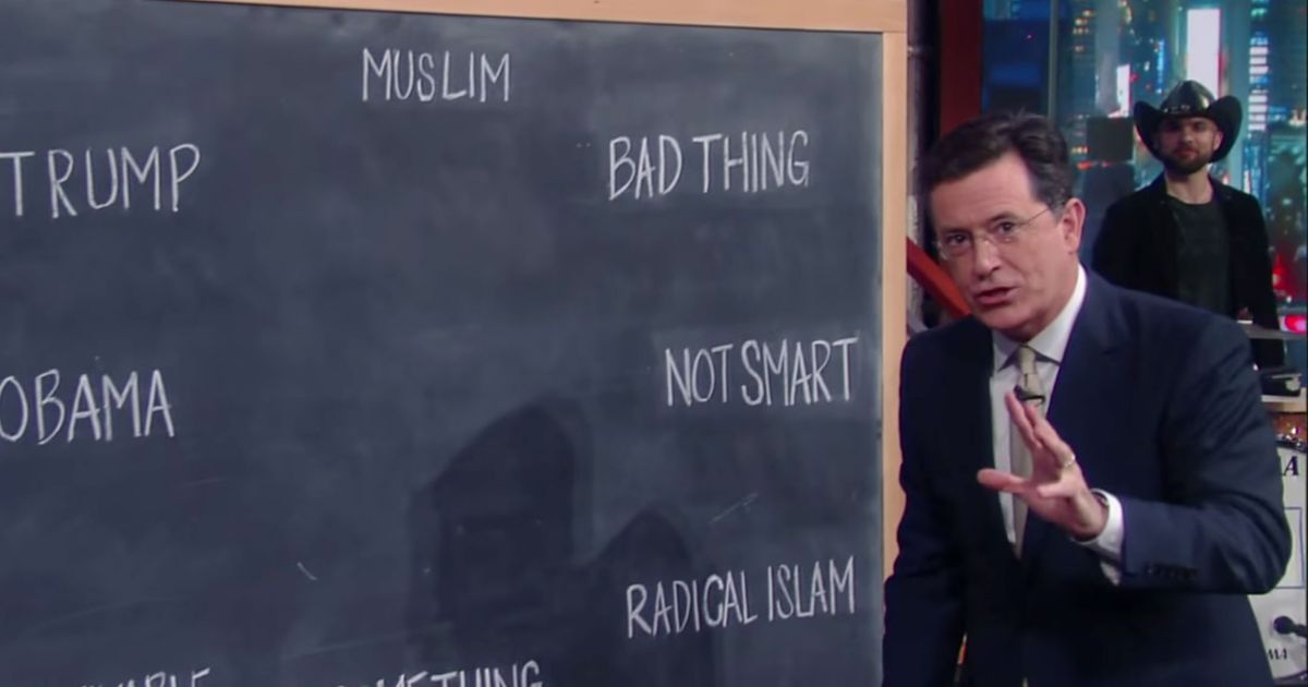 Stephen Colbert Explains Trump’s Logic by Drawing a Swastika, the Only ...