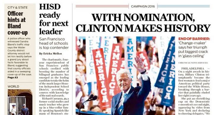 Newspapers Announced Hillary Clinton’s Historic Nomination With Photos ...
