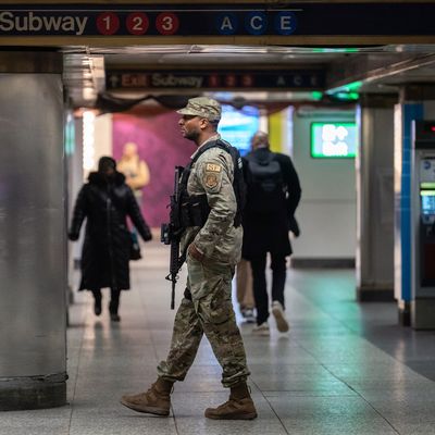 Armed army national guard soldiers deployed to NYC subway | Temple of TCAP