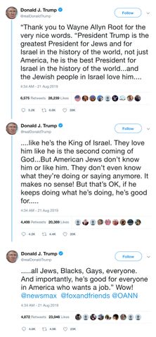 Trump Tweets He’s King of Israel, So Jews Should Love Him