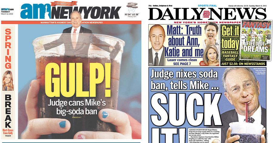 Judging the Soda-Ban Front Pages of the New York Tabloids