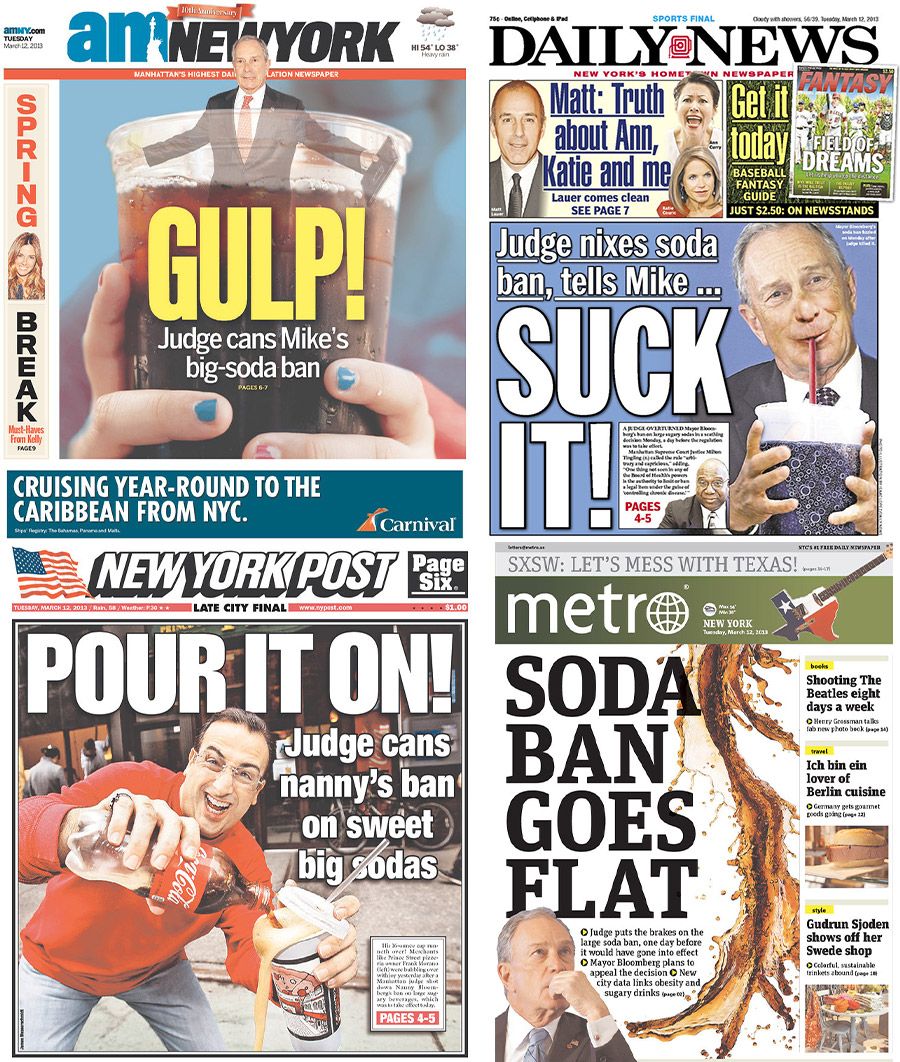 Judging the Soda-Ban Front Pages of the New York Tabloids