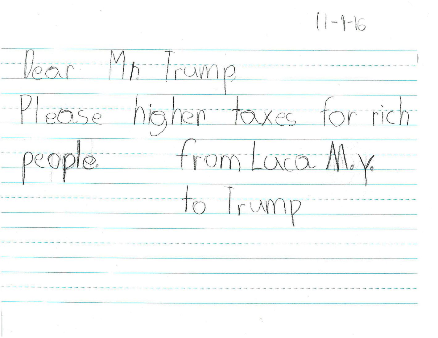 First-Grade Students Wrote These Letters to Donald Trump