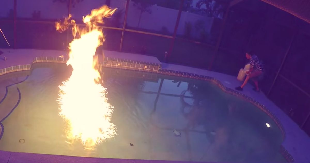 Swimming Pool Lit on Fire in Science Experiment