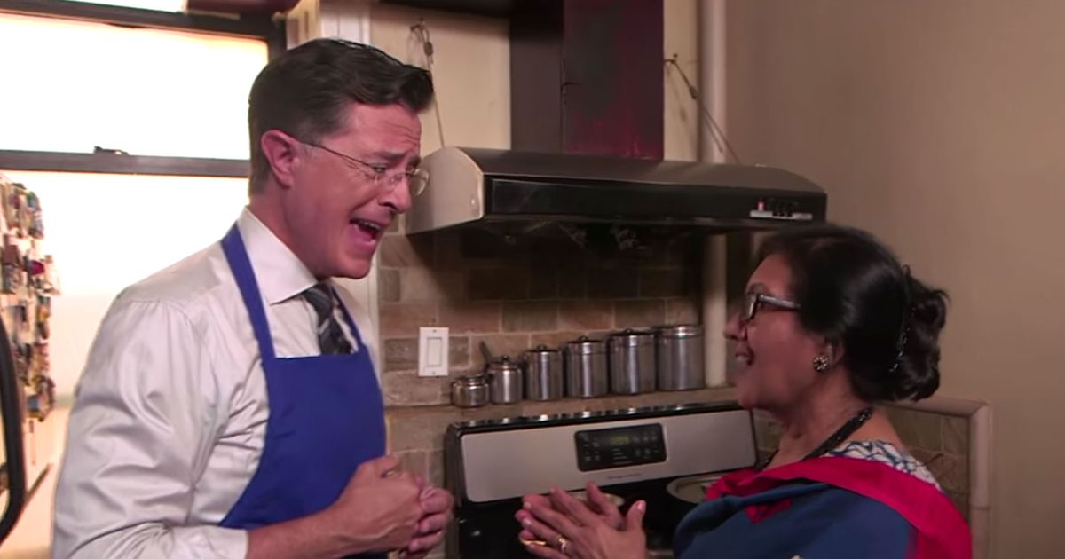 Watch Stephen Colbert Cook Indian Food With an Amazing Organization ...