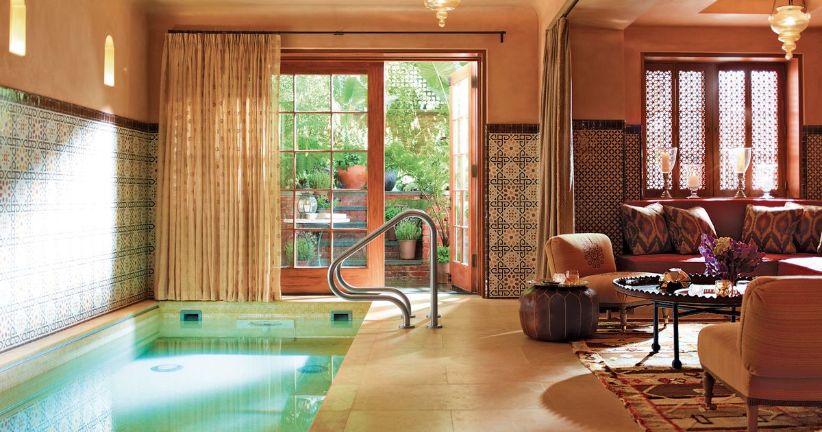 Inside a Luxe, Moroccan-Themed Den With an Indoor Pool