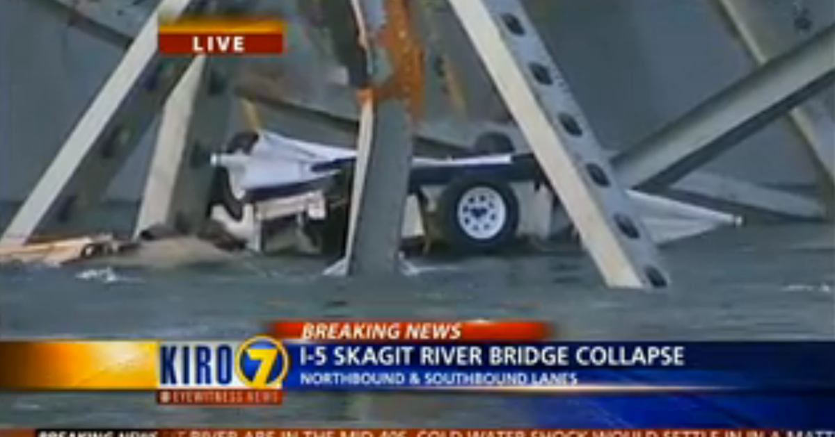 Bridge Collapses North of Seattle, Submerging Cars