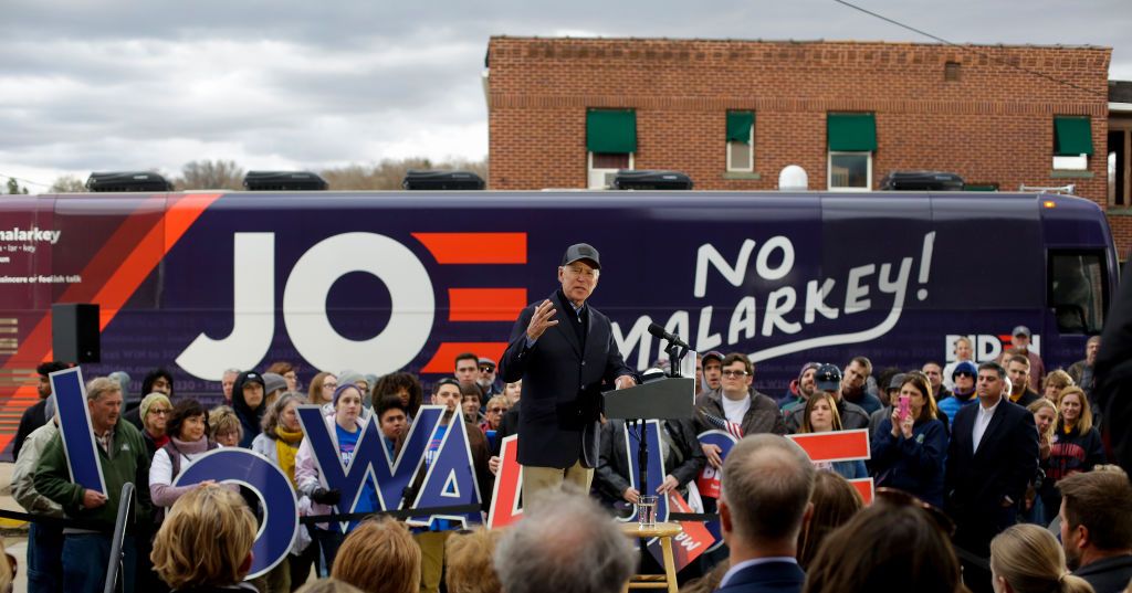 Joe Biden Rides in ‘No Malarkey’ Bus, Nibbles Wife’s Finger