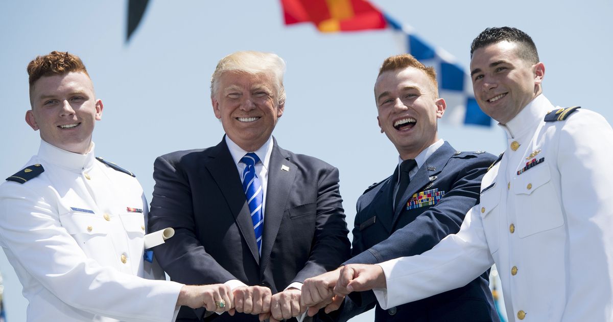 Trump Keeps Focus on Himself in Coast Guard Academy Address