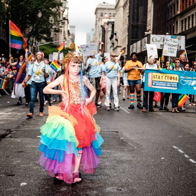 Body Glitter and Rainbow Eye Shadow at New York’s Pride Parade
