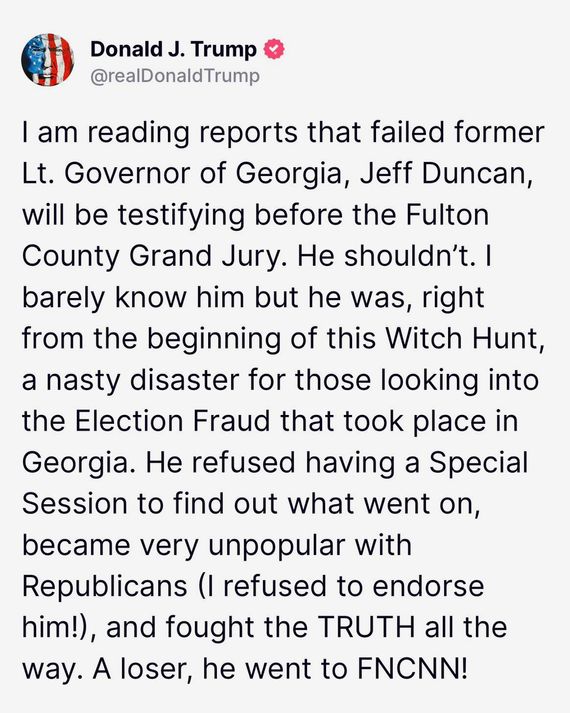 Donald Trump Tells Georgia Witness Not to Testify