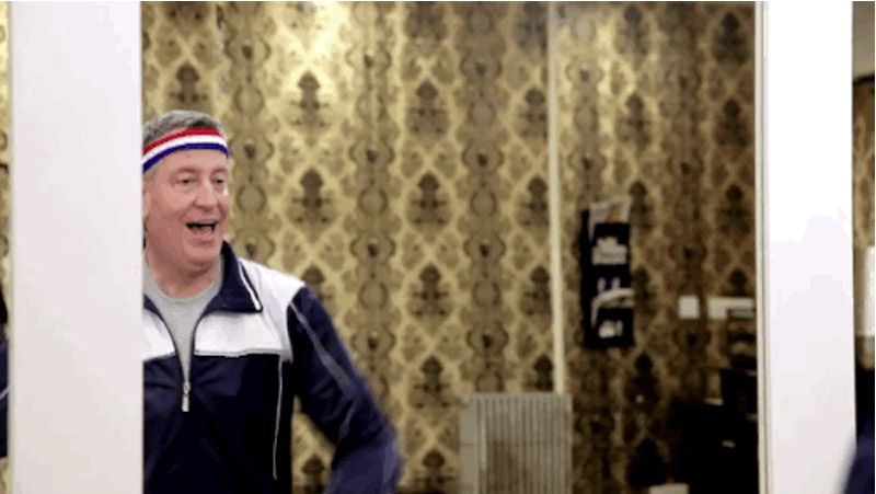 Watch Bill de Blasio and Steve Buscemi Goof Around in Tracksuits