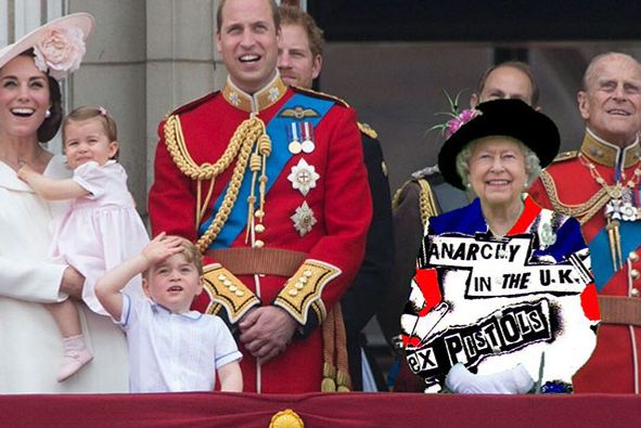 Photoshopped pictures of Queen wearing green screen suit