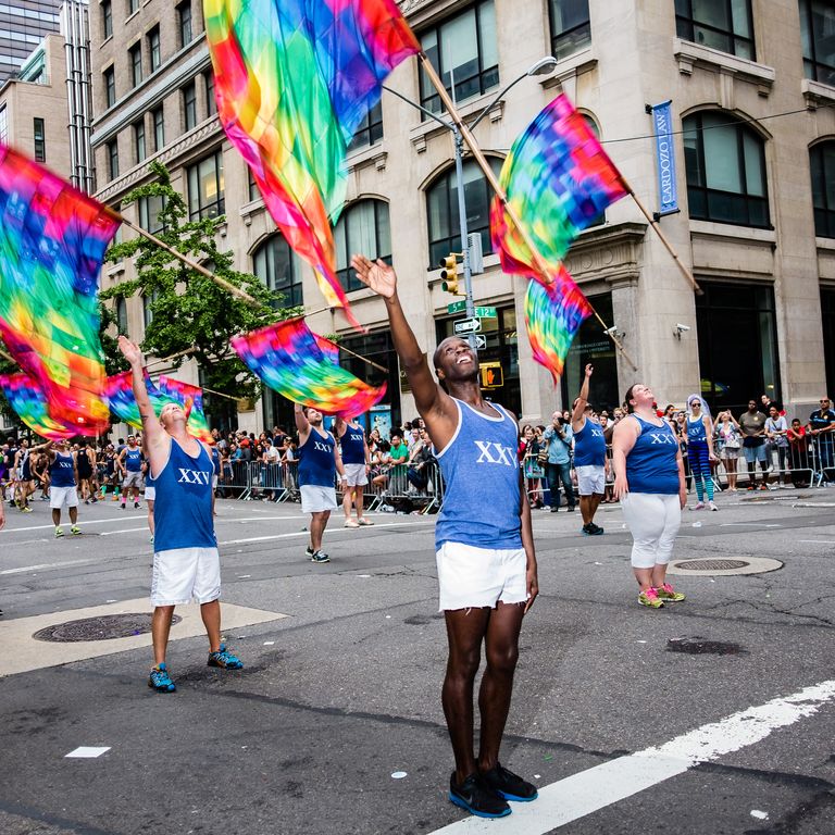 Body Glitter and Rainbow Eye Shadow at New York’s Pride Parade