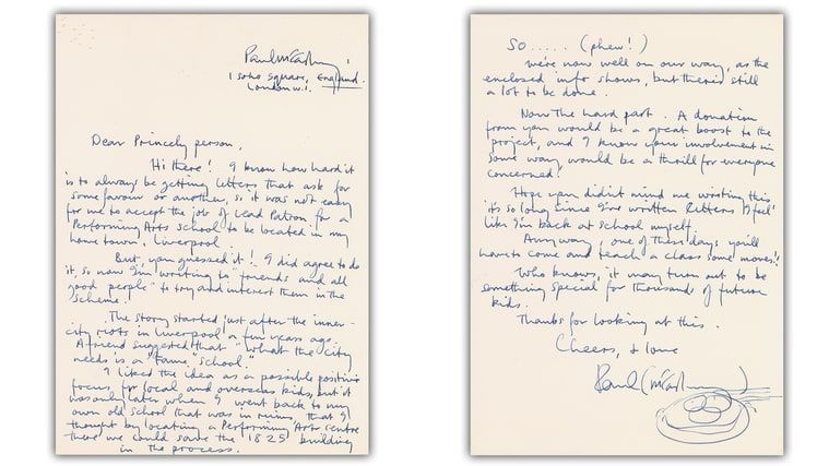 This Extremely Charming Letter From Paul McCartney to Prince Just Sold ...