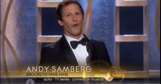 Watch Andy Samberg’s Shocked Golden Globes Acceptance Speech