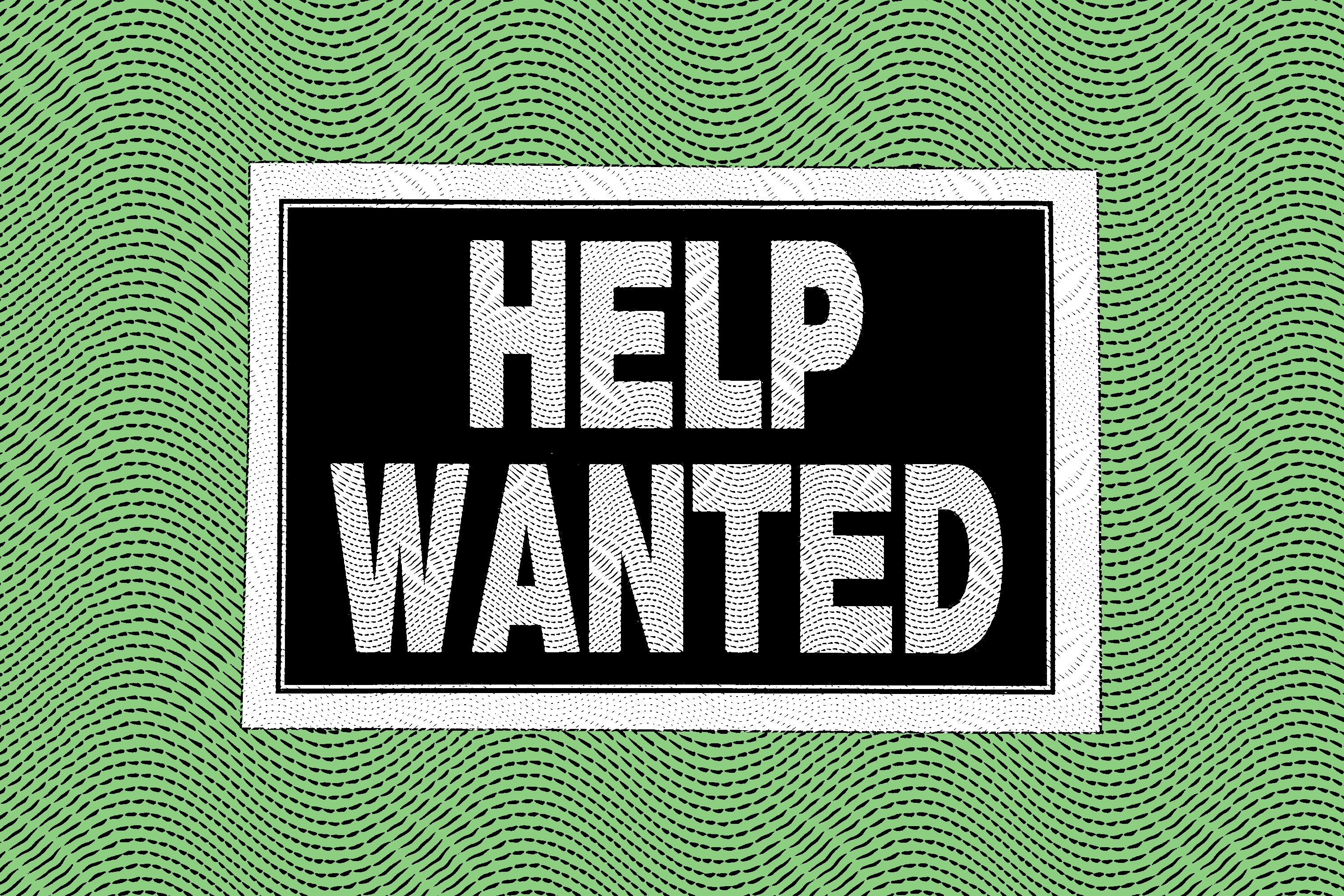 Help Wanted Sign Black And White