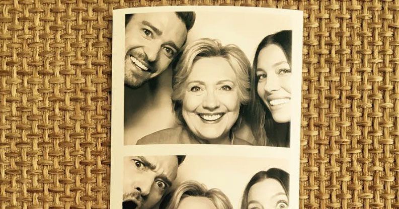 Justin Timberlake Photo-Booth Selfie With Hillary Clinton
