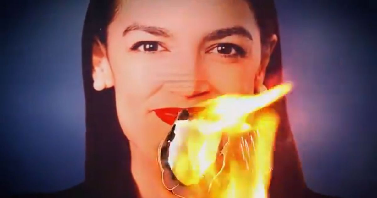 An Ad That Showed AOC’s Face Burning Aired During the Debate