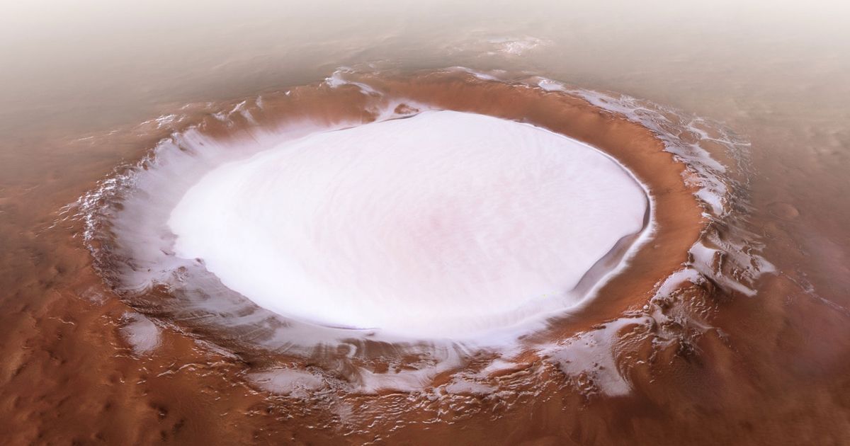 European Space Agency Finds Giant Frozen Lake in Mars Crater