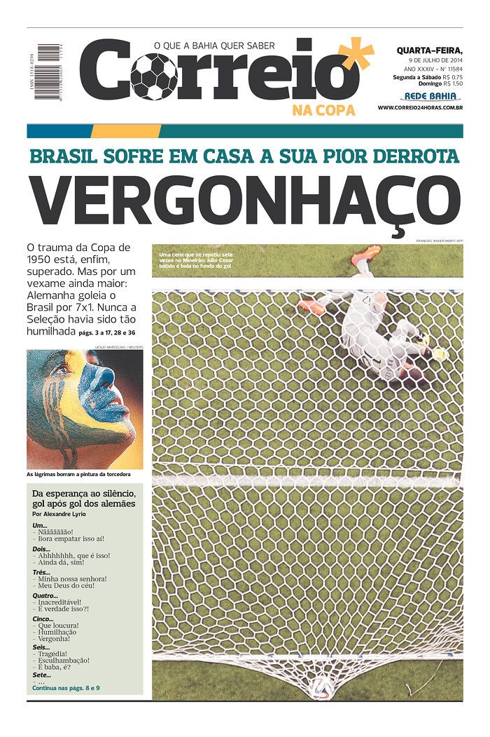 The Saddest Newspaper Front Pages in Brazil After Their World Cup ...